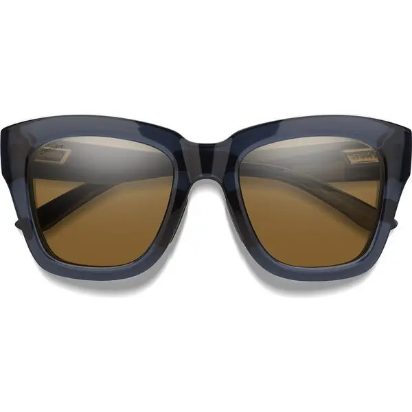SMITH Sway Polarized Square Sunglasses - French Navy Crystal / Brown