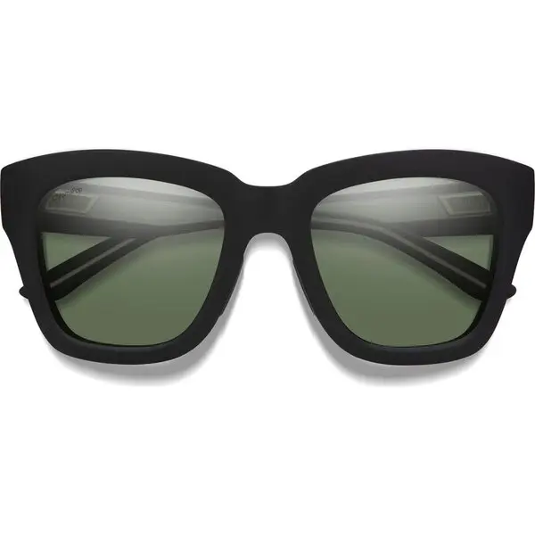 SMITH Sway Polarized Square Sunglasses - Matte Black / Gray Green