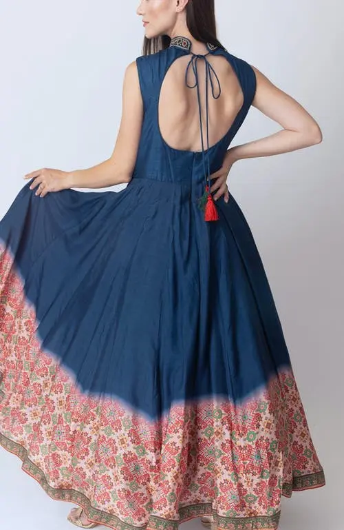 RAAS Myka Embroidered High Neck Gown Set