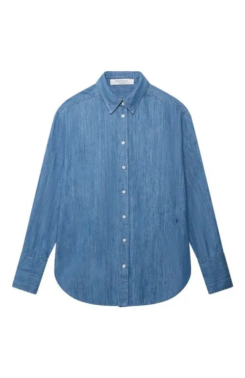 Another Tomorrow Chambray Button-down Shirt - Medium Blue
