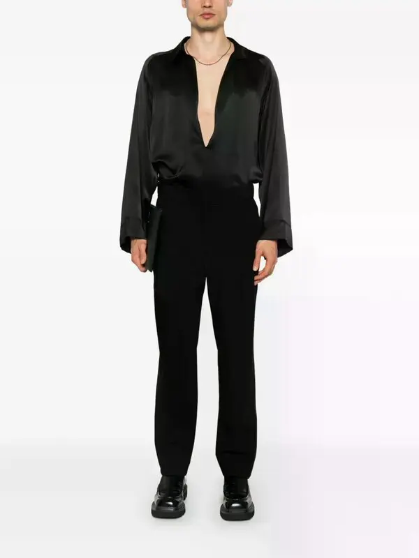 Giorgio Armani Virgin Wool Trousers - Black
