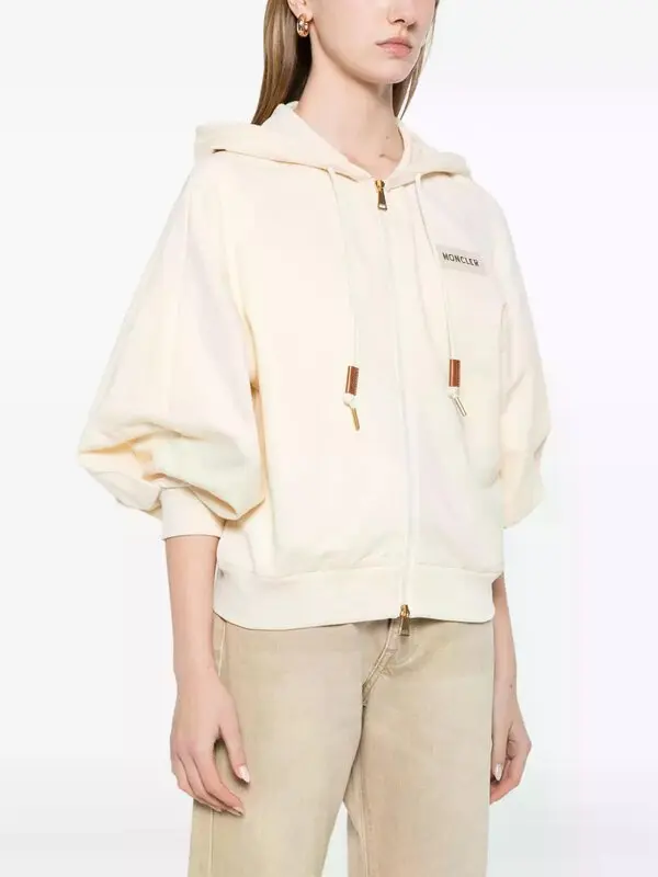 Moncler Cotton Zip-up Hoodie - Neutrals