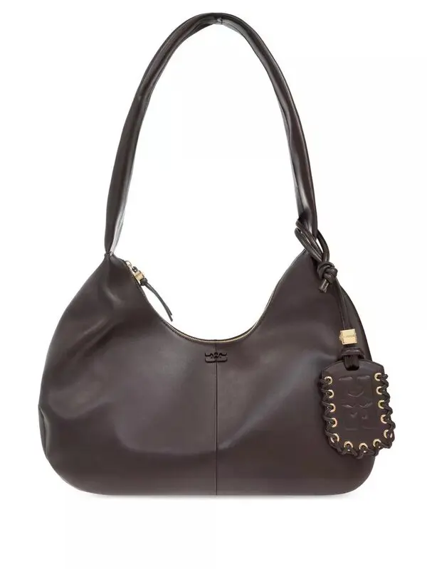 GANNI Medium Leather Shoulder Bag - Brown