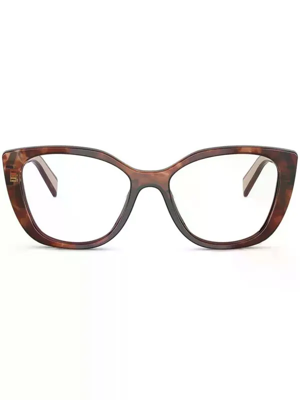 Prada Geometric Frame Glasses - Brown