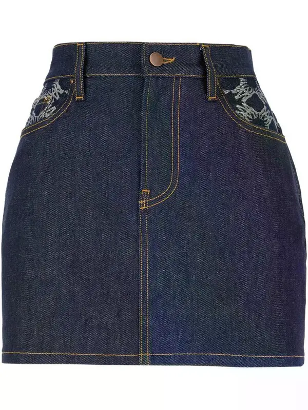 Amiri Monogram-print Denim Skirt