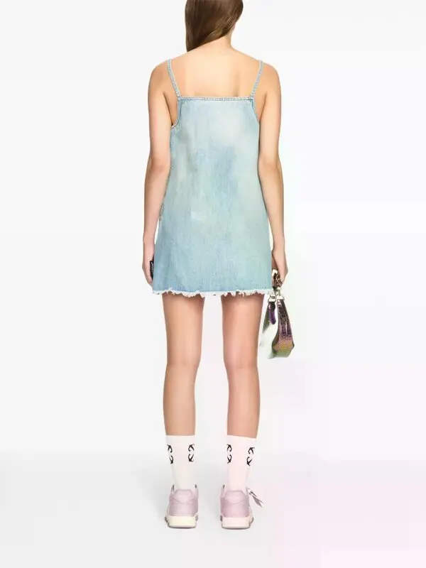 Off-White Frayed Denim Mini Dress