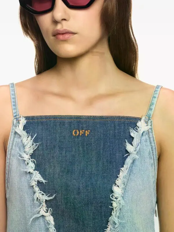 Off-White Frayed Denim Mini Dress
