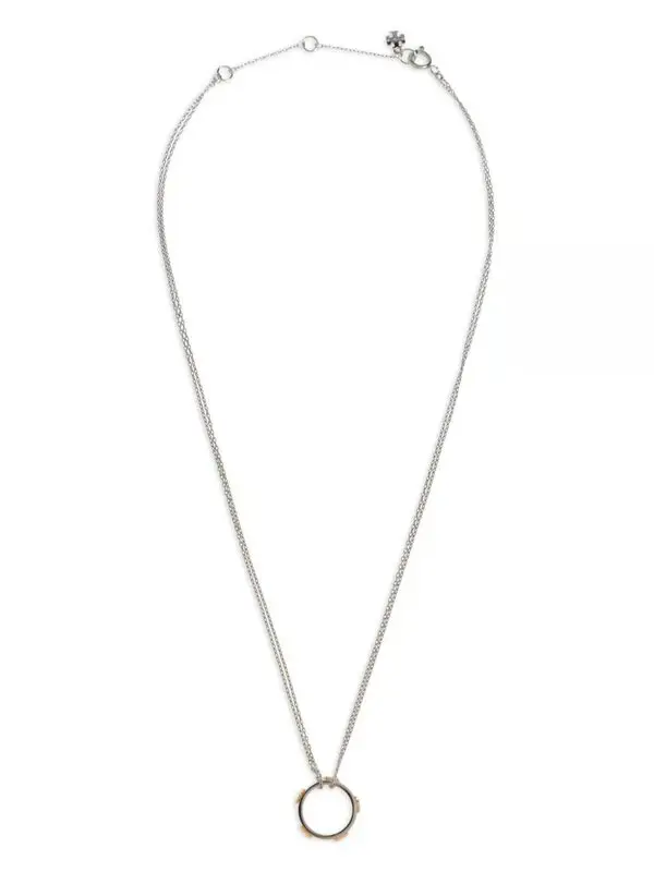 Tory Burch Logo Charm Necklace - Silver
