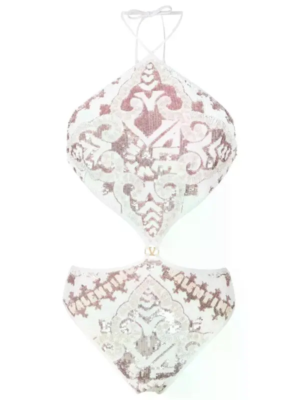 Valentino Garavani Sequin-embellished Swimsuit - White