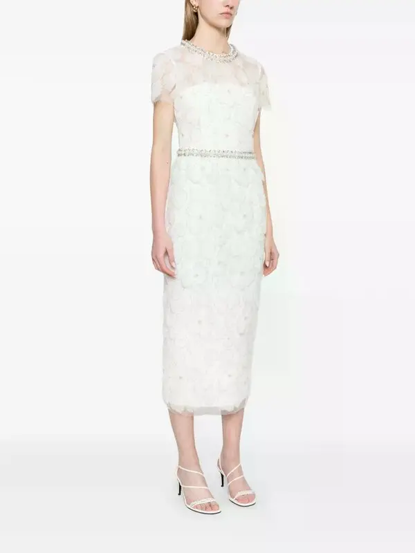 SELF-PORTRAIT Embellished Tulle Midi Dress