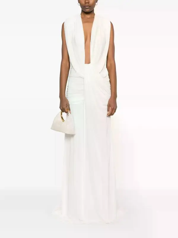 Christopher Esber Ripple Draped Maxi Dress - White
