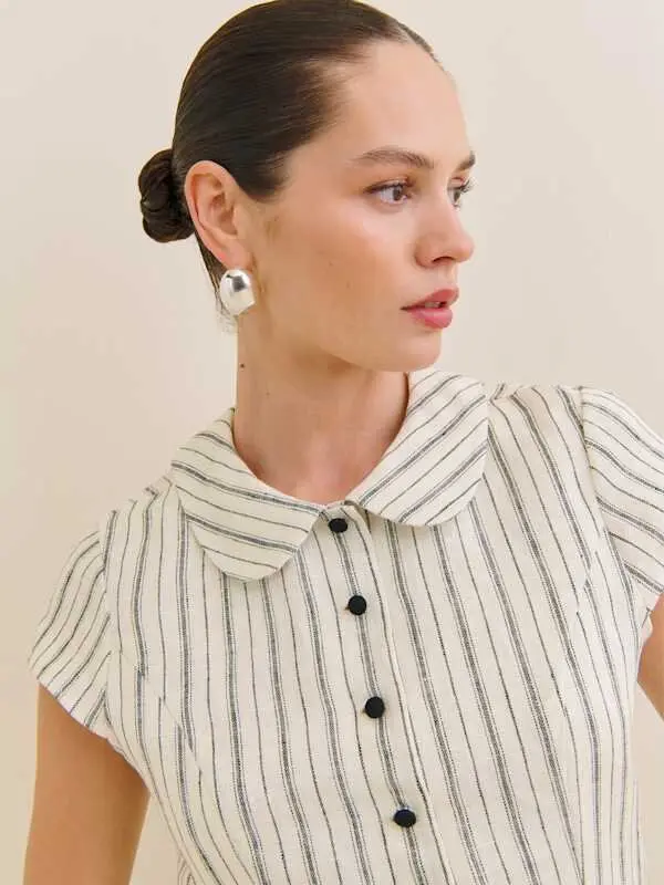 REFORMATION Molly Linen Shirt - Elsie Stripe