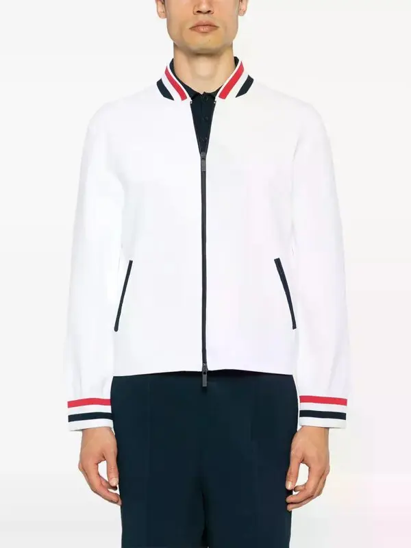 Thom Browne Rwb-stripe Knitted Bomber Jacket