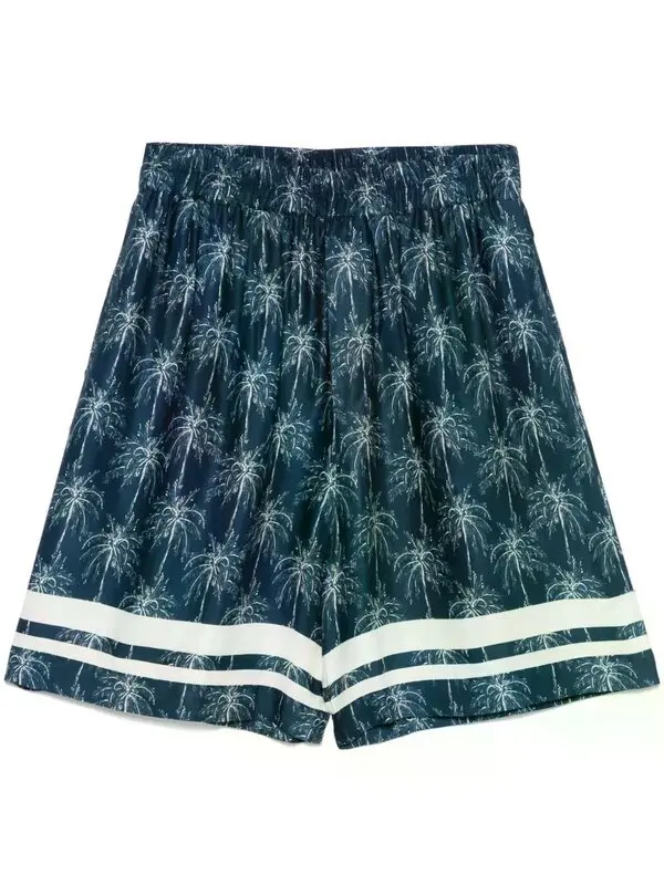 LANEUS Palm Tree-print Shorts - Blue