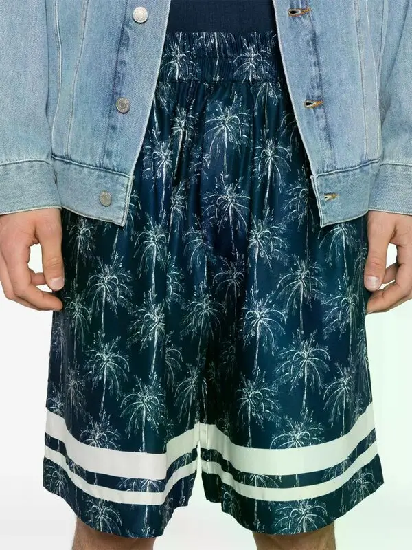 LANEUS Palm Tree-print Shorts - Blue