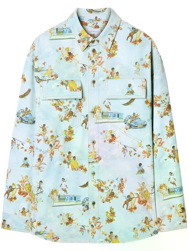 Off-White Fresco-print Shirt - Blue