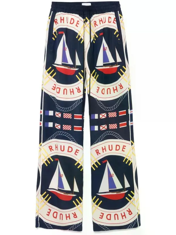 Rhude Sail Flag Silk Trousers - Blue