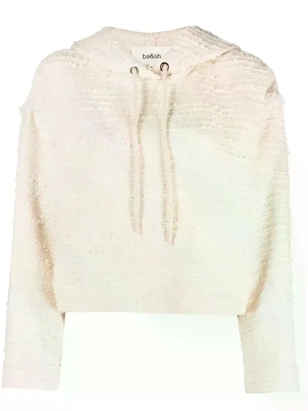 Ba&sh Ado Bouclé Cropped Hoodie - Neutrals