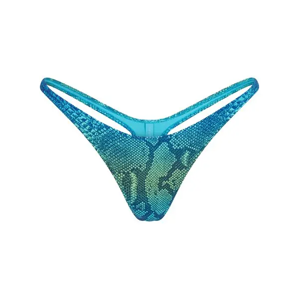 SKIMS Signature Swim Thong Bikini Bottom - Aqua Ombre Snake