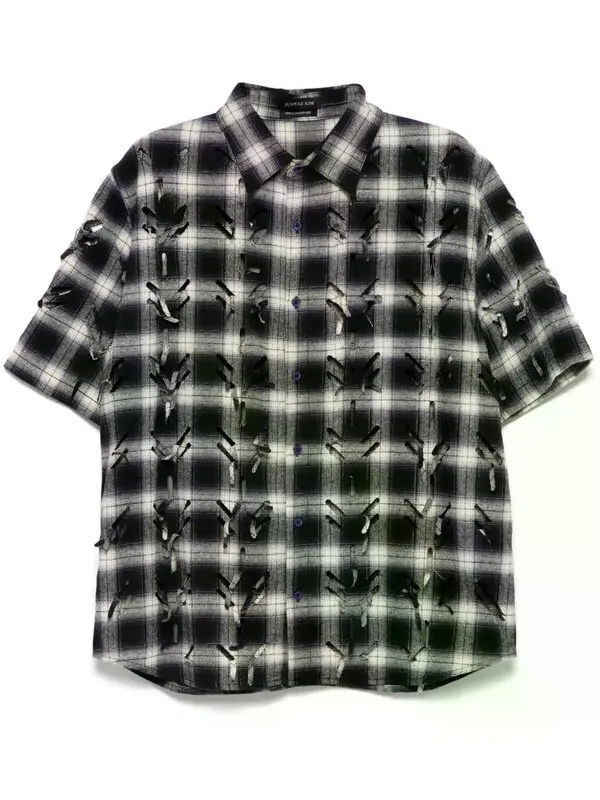 JUNTAE KIM Laser-slashed Shirt - Blue