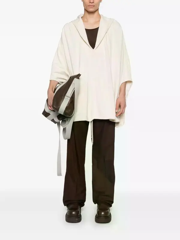 Rick Owens V-neck Hoodie - Neutrals