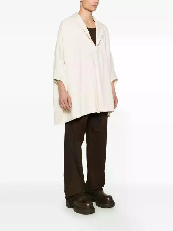 Rick Owens V-neck Hoodie - Neutrals