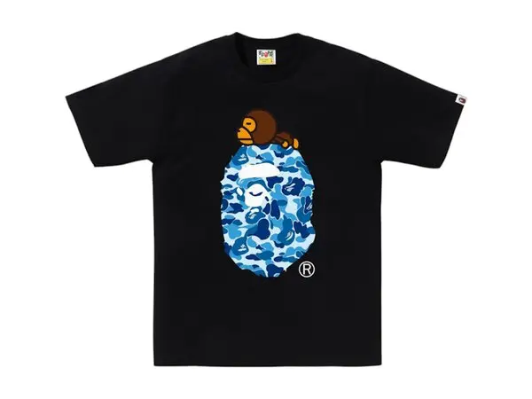 A BATHING APE Abc Camo Milo On Big Ape Tee Shirt - Black/blue