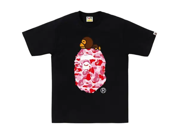 BAPE Abc Camo Milo On Big Ape Tee Shirt - Black/pink