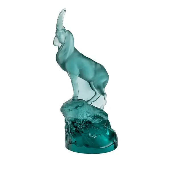 Lalique Persepolis Blue Crystal Ibex Sculpture - No Color