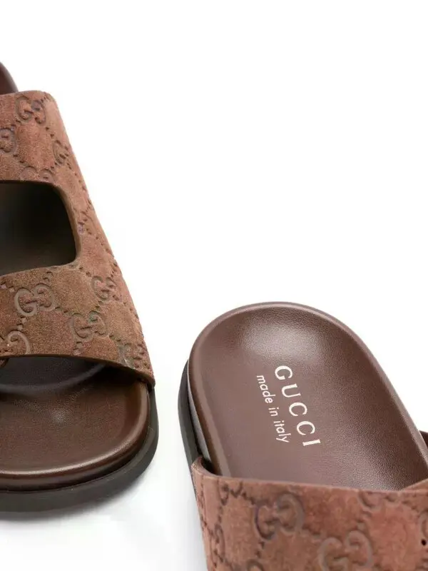 Gucci Leather Slides - Brown