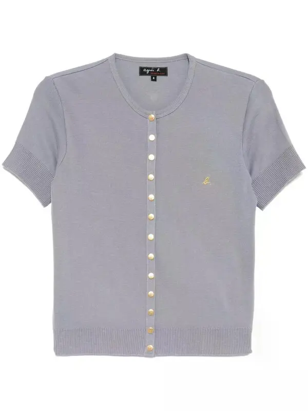 AGNES B. Short-sleeved Snap Top