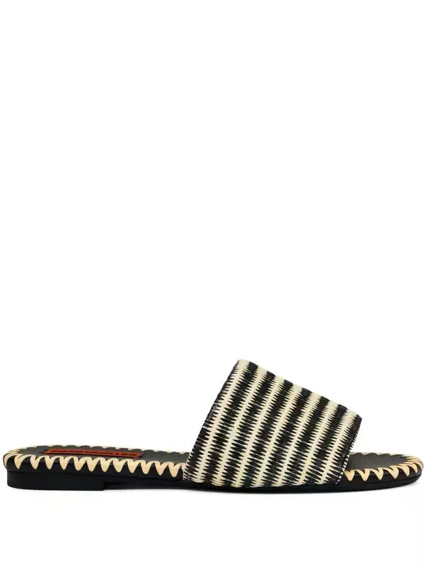 SIMONMILLER Raffia Salerno Slides - Black