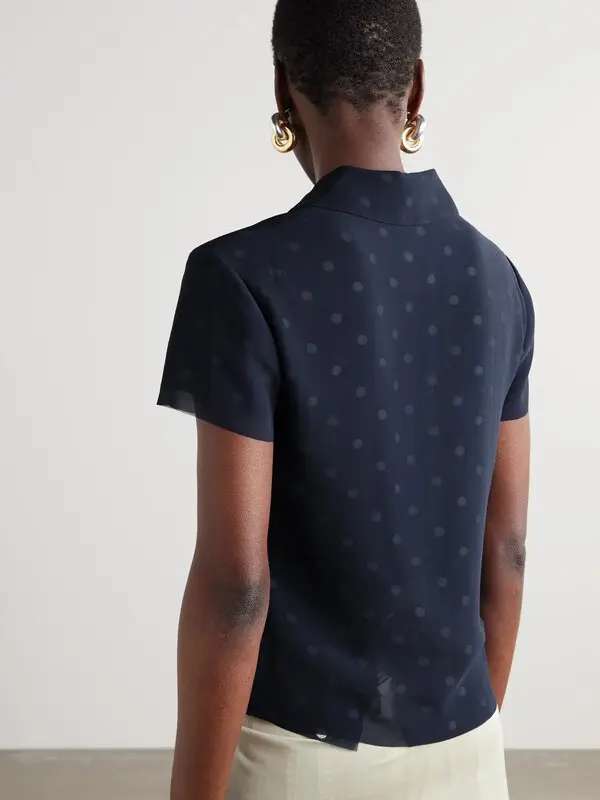 Acne Studios Polka-dot Crepe Polo Shirt - Blue