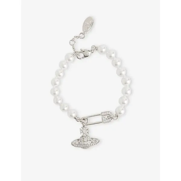 VIVIENNE WESTWOOD Lucrece Platinum-plated Bracelet - Platinum / Light Creamr