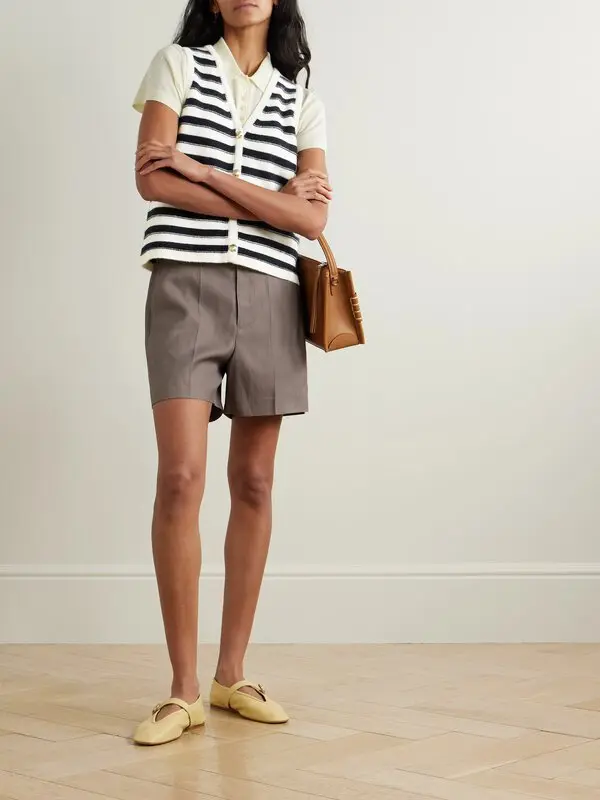 ALLUDE Striped Cashmere Vest