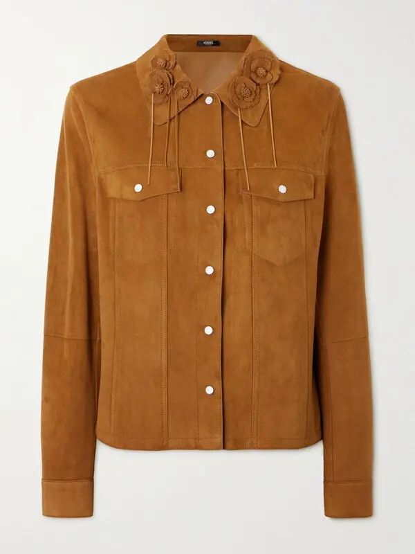 Versace Appliquéd Suede Jacket