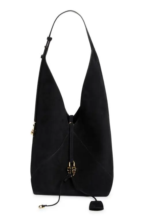 FERRAGAMO Origami Suede Hobo Bag