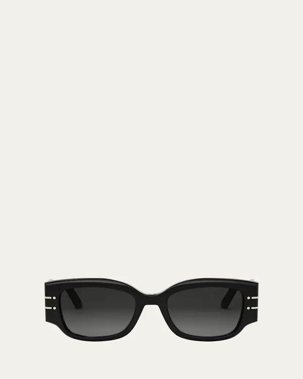 Dior Diorsignature S13i Rectangle Sunglasses - Shiny Black Gradient Smoke