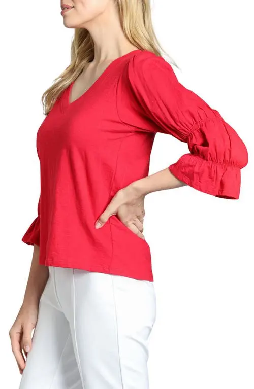 APNY Renaissance Sleeve Cotton Slub Top - Rocco Red