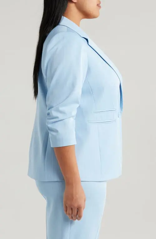 TAHARI ASL Pinstripe Blazer With Ruched Sleeves