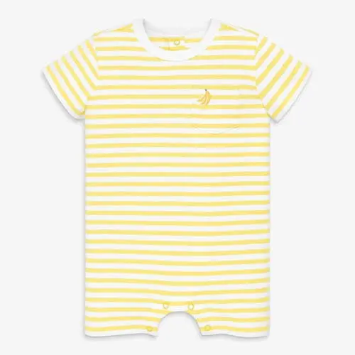 PRIMARY Baby Embroidered Stripe Pocket Shortie - Sunlight White Stripe