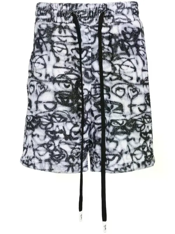 HACULLA. Graphic-print Towelling Shorts - White