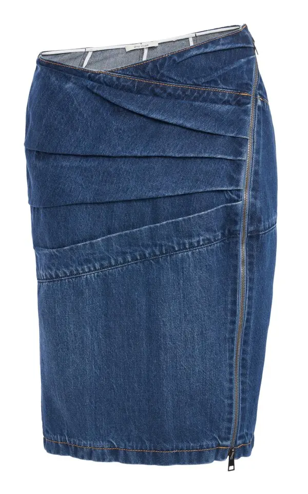 NENSI DOJAKA Asymmetric Cotton Midi Skirt - Medium Wash