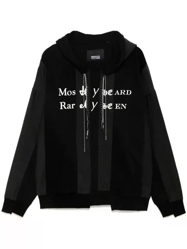 MOSTLY HEARD RARELY SEEN Spliced Luxury Mock Hoodie - Black