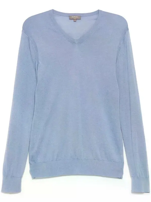 N.peal Conduit Fine Gauge V-neck Jumper - Blue