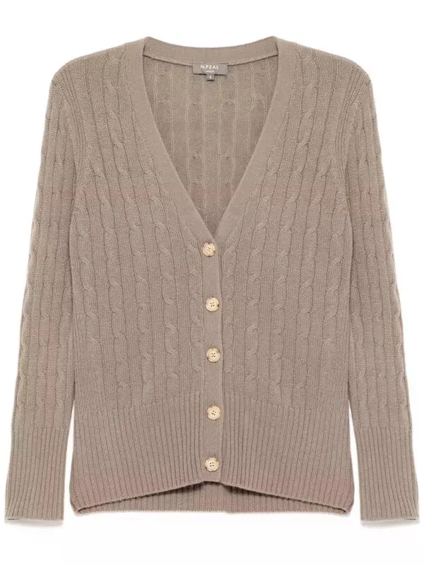 N.peal Clara Cable V-neck Cardigan