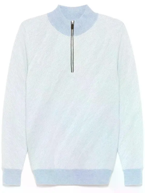 N.peal Temple Jacquard Half Zip Sweater - White