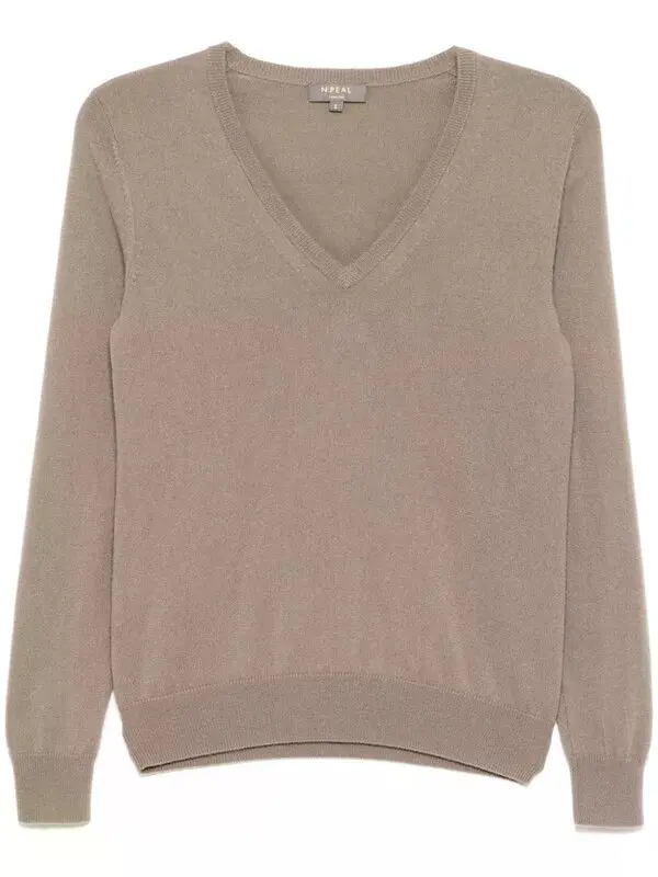 N.peal Phoebe V-neck Jumper - Brown