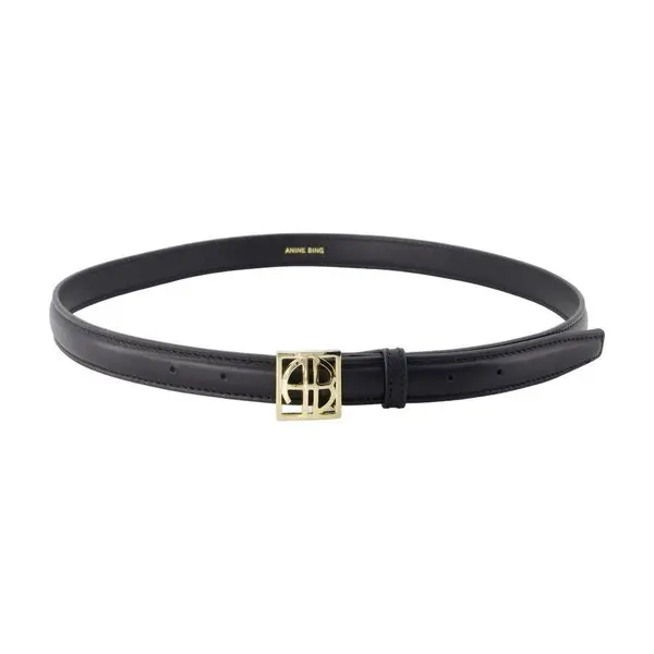 ANINE BING Monogram Leather Belt - Black