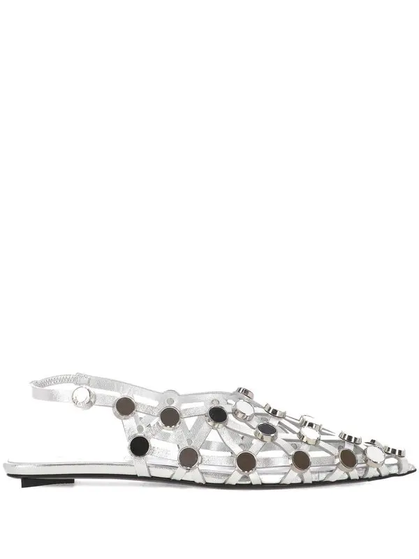 Attico Grid Ballerina Sandals - Silver